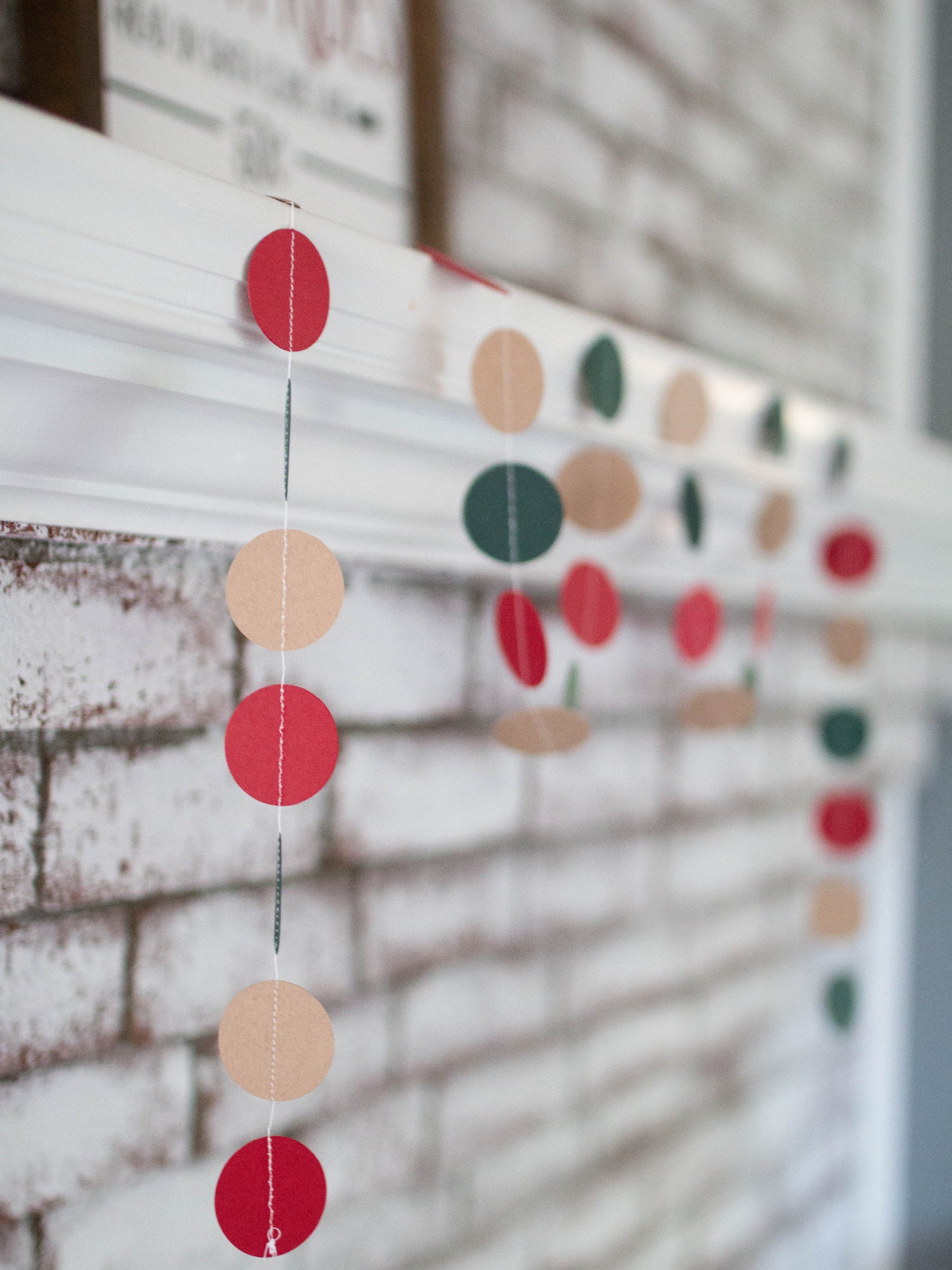 Christmas Circle Garlands, Holiday Paper Garland, Hunter Red and Kraft ...