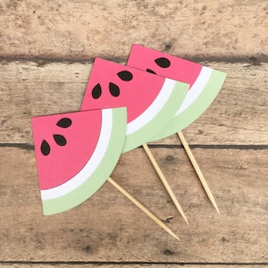 Watermelon Cupcake Topper, Fruit Themed Party Decor, Watermelon Slice ...