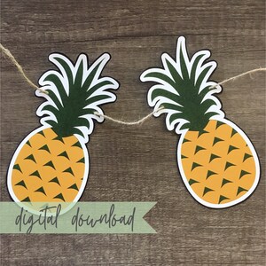 Printable Pineapple Banner, Tropical Party Digital Download, Print at ...