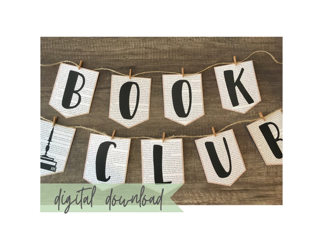 Printable Book Club Banner, Classroom Banners, Literature Themed Banner ...