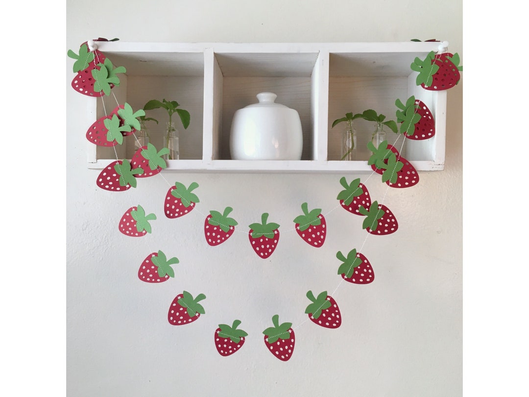 Strawberry Garland, Cardstock Strawberry Banner, Strawberry Party Decor ...