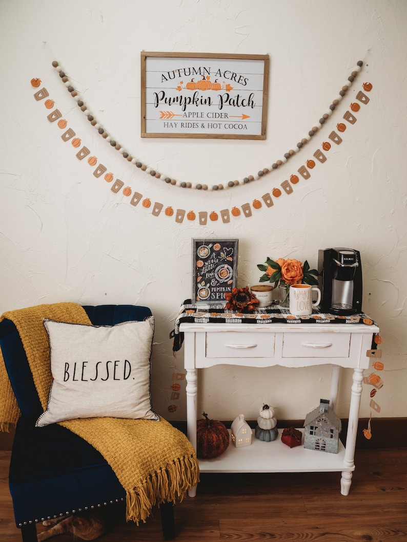 Pumpkin Spice Latte Garland, Coffee Bar Decor, Fall Coffee Lover Gift ...