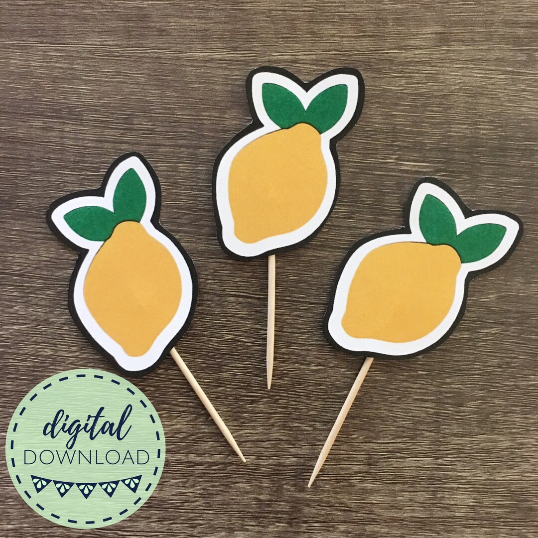 Printable Lemon Cupcake Toppers Digital Download Lemon Party - Etsy