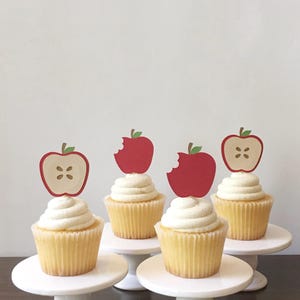 Apple Cupcake Toppers, Apple of My Eye Baby Shower, Apple Pie Birthday ...