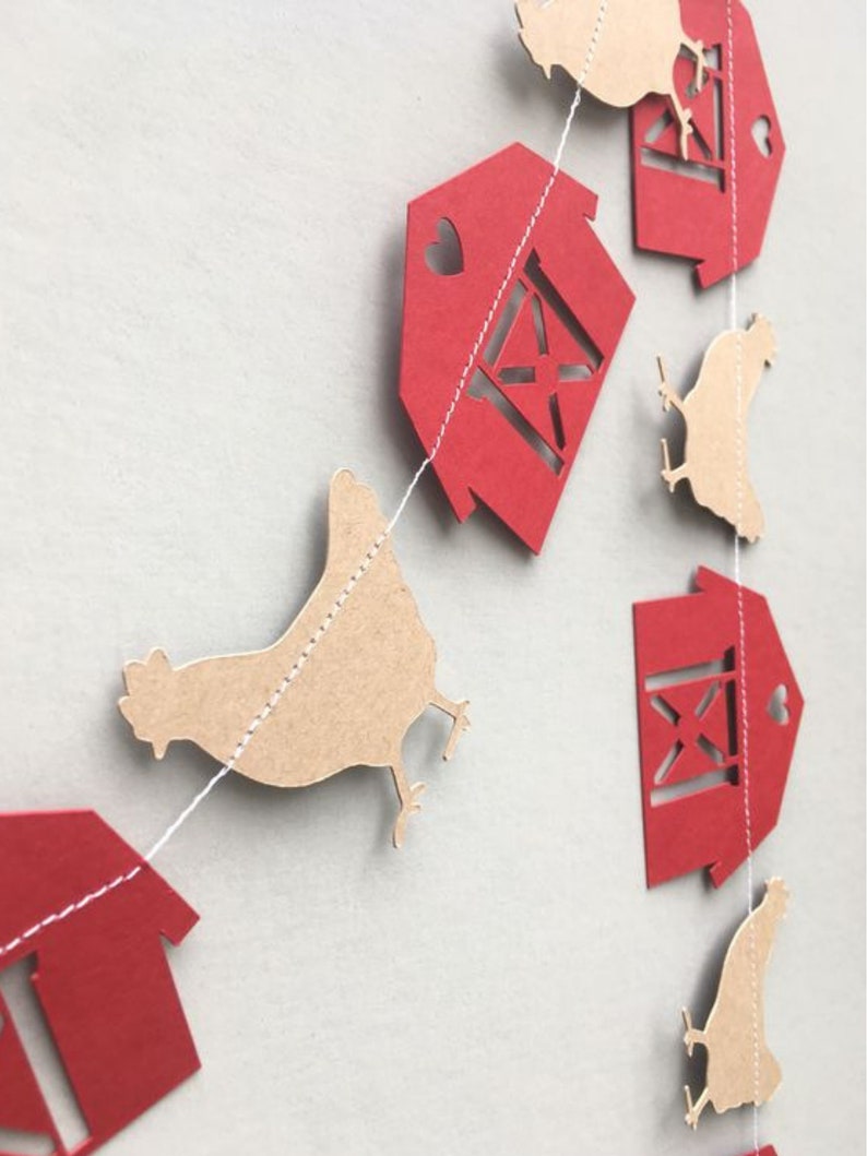 Farm Theme Birthday, Barn Party Decor, Chicken Garland, Barn and ...