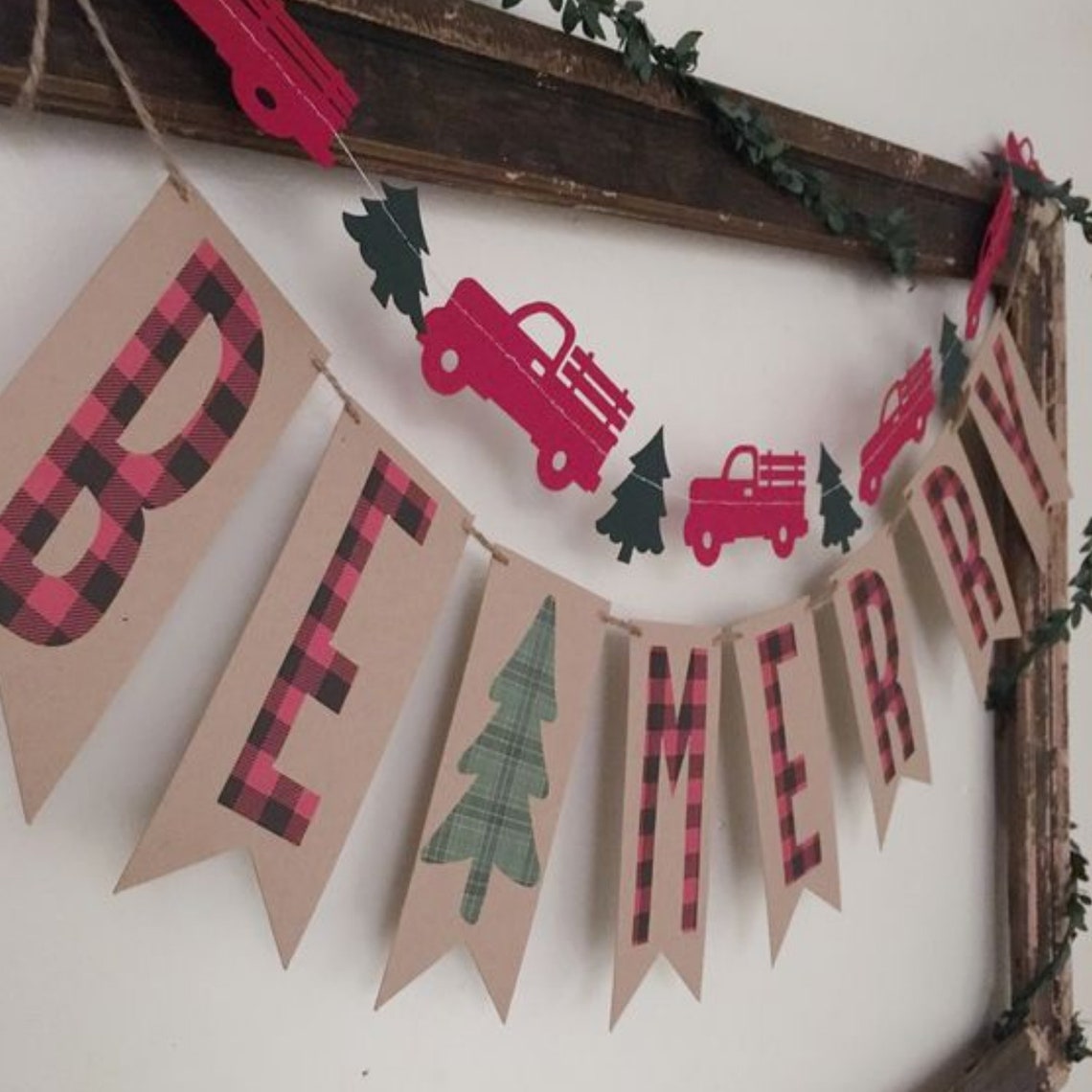 Be Merry Banner Buffalo Plaid Christmas Banner Plaid Be | Etsy