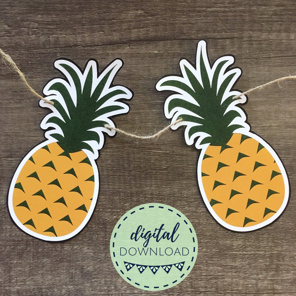Printable Pineapple Banner Tropical Party Digital Download - Etsy