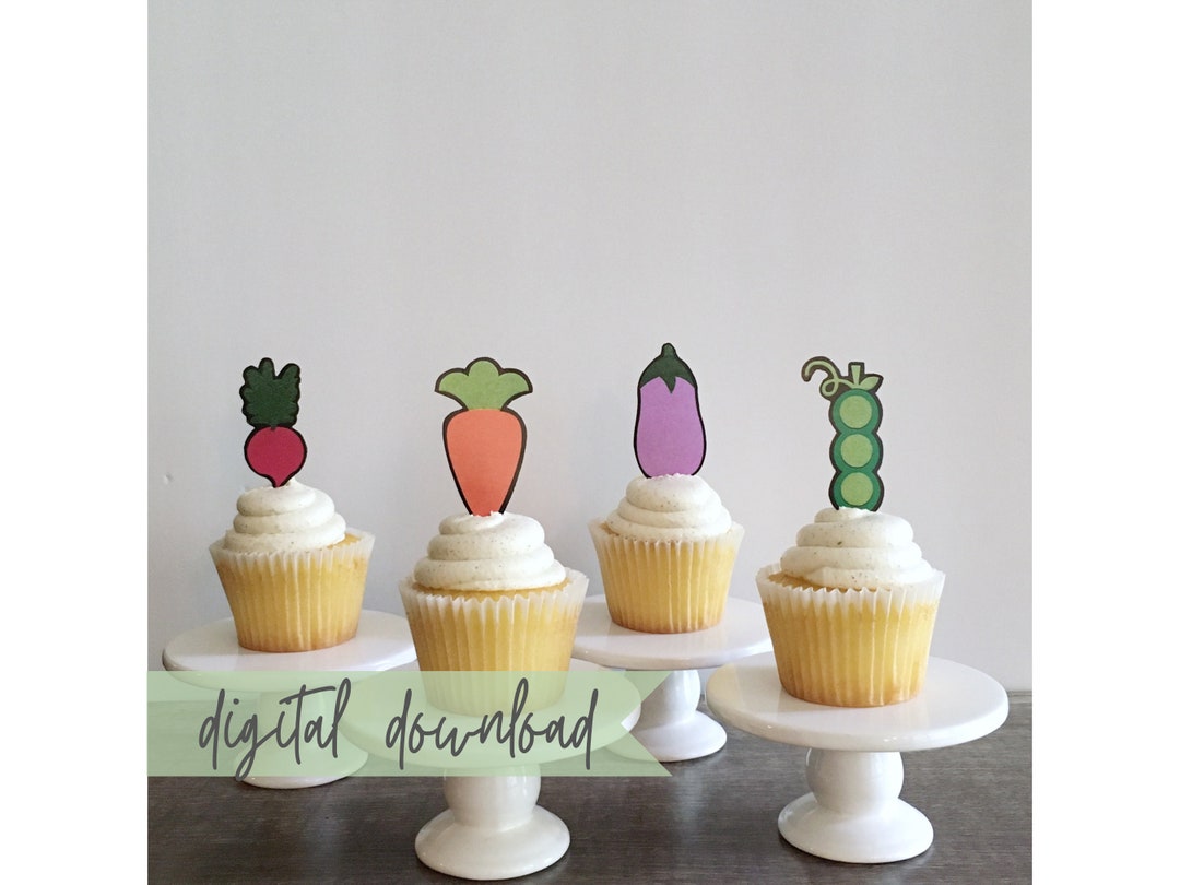 Printable Veggie Cupcake Toppers, Garden Party Download, Home Grown ...