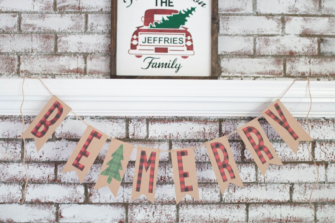Be Merry Banner, Buffalo Plaid Christmas Banner, Plaid Be Merry Sign ...