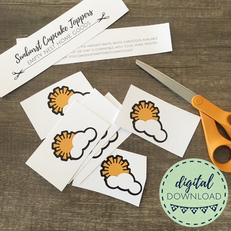 Printable Sunburst Cupcake Toppers Rainbow Party Theme | Etsy