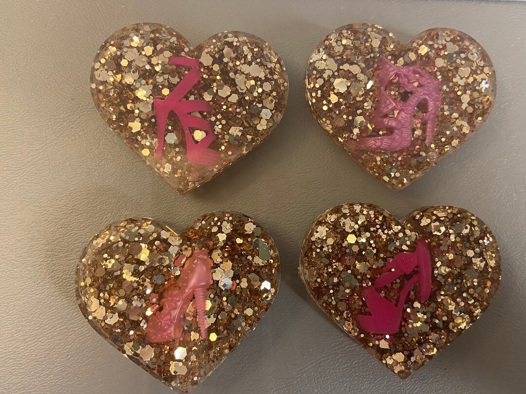 Barbie Shoe Magnets, Barbie Lover Gift, Heart Magnets, Birthday Gift ...