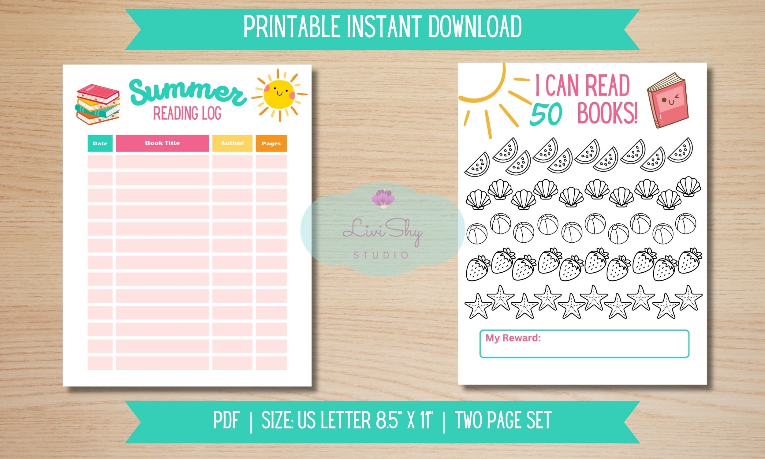 Summer Reading Log Printable, Summer Reading Challenge Printable, Kids ...
