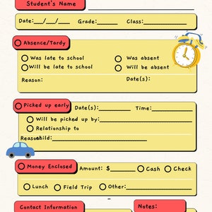 School Note Printable, Back to School Note, Printable Parent Note for ...