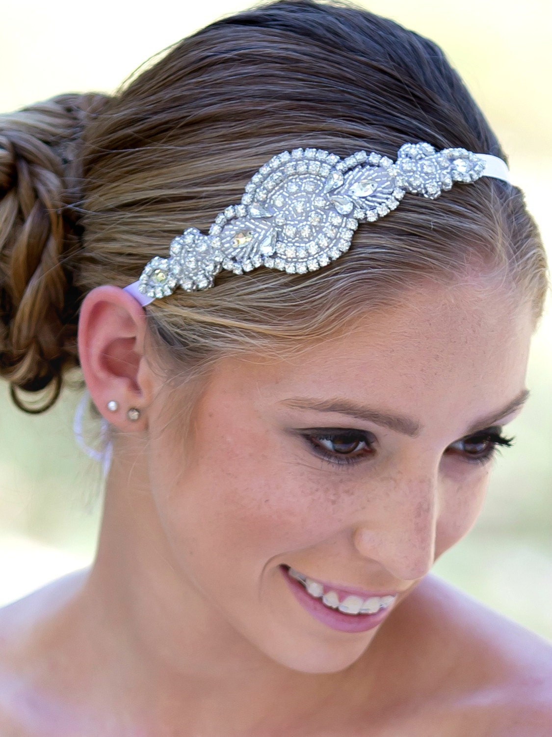 Rhinestone Bridal Headband Crystal Bridal Hairpiece Flower Etsy