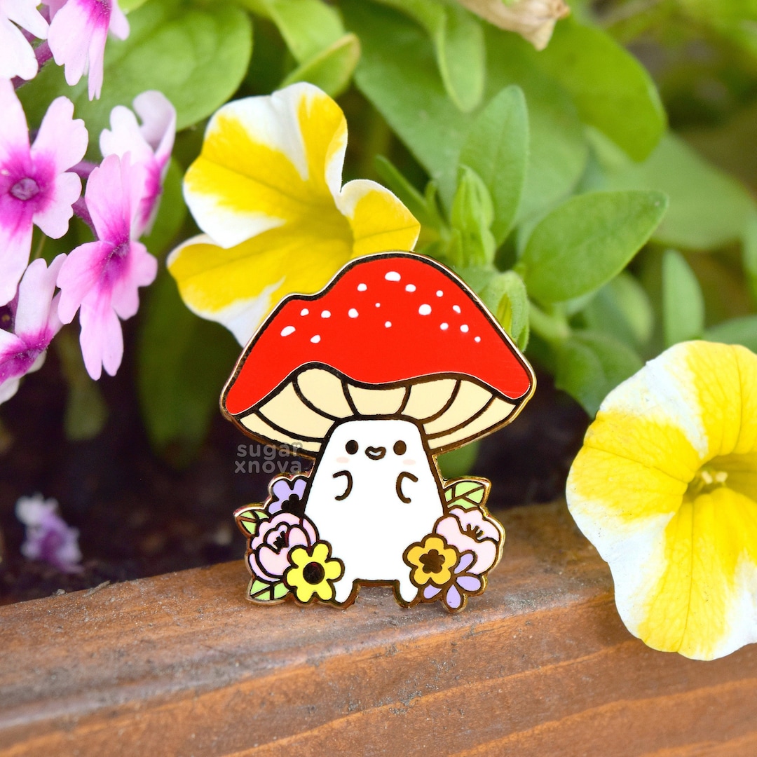 Spring Mushroom Hard Enamel Pin // Flower, Springtime, Floral, Nature ...