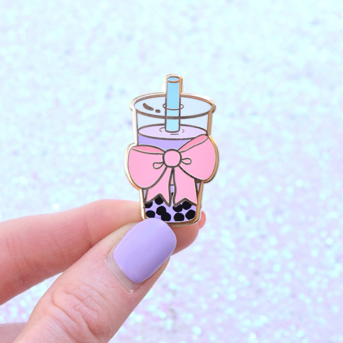 Boba Bow-Ba Enamel Pin // Bubble Tea Cute Kawaii Tea | Etsy