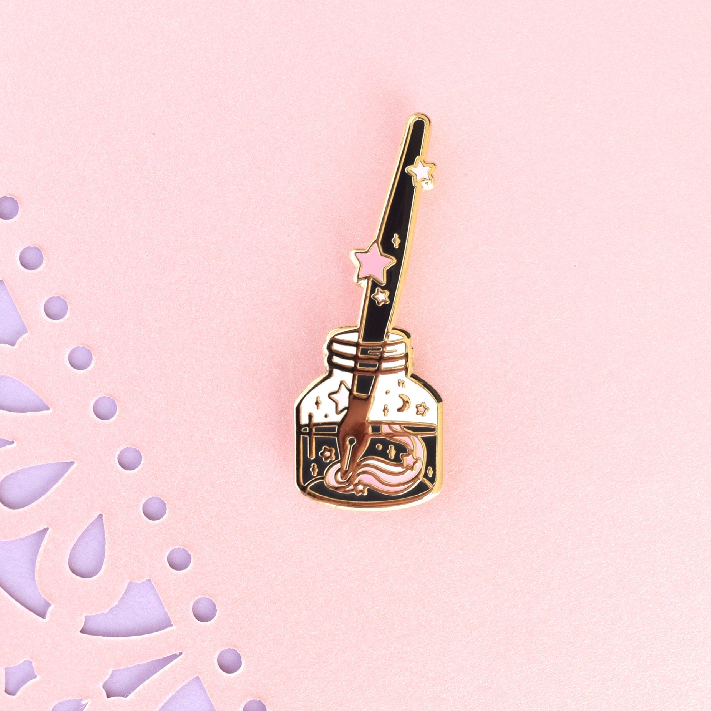 Calligraphy Inkwell Enamel Pin // Rainbow Ink Handlettering - Etsy