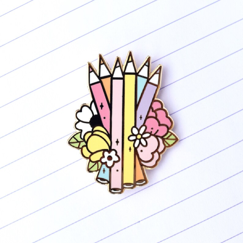 Rainbow Colored Pencils Hard Enamel Pin // Illustrator - Etsy