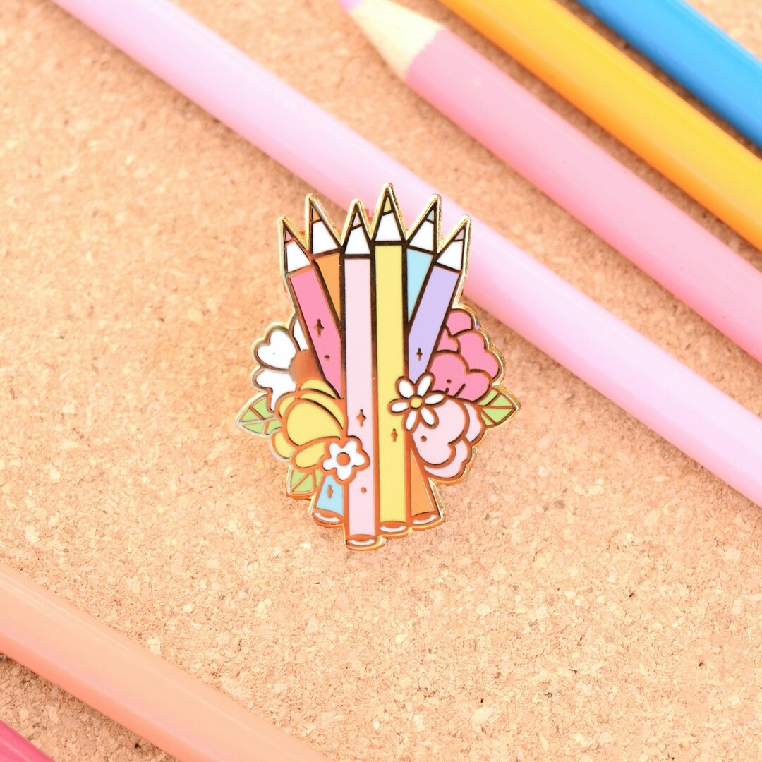 Rainbow Colored Pencils Artist Enamel Pin - Etsy