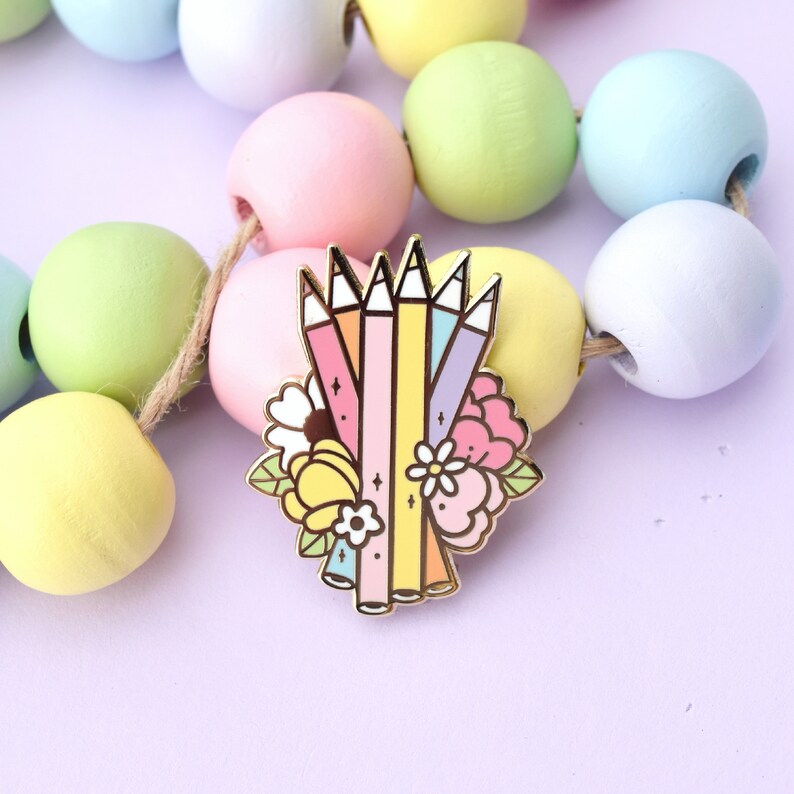 Rainbow Colored Pencils Hard Enamel Pin // Illustrator - Etsy