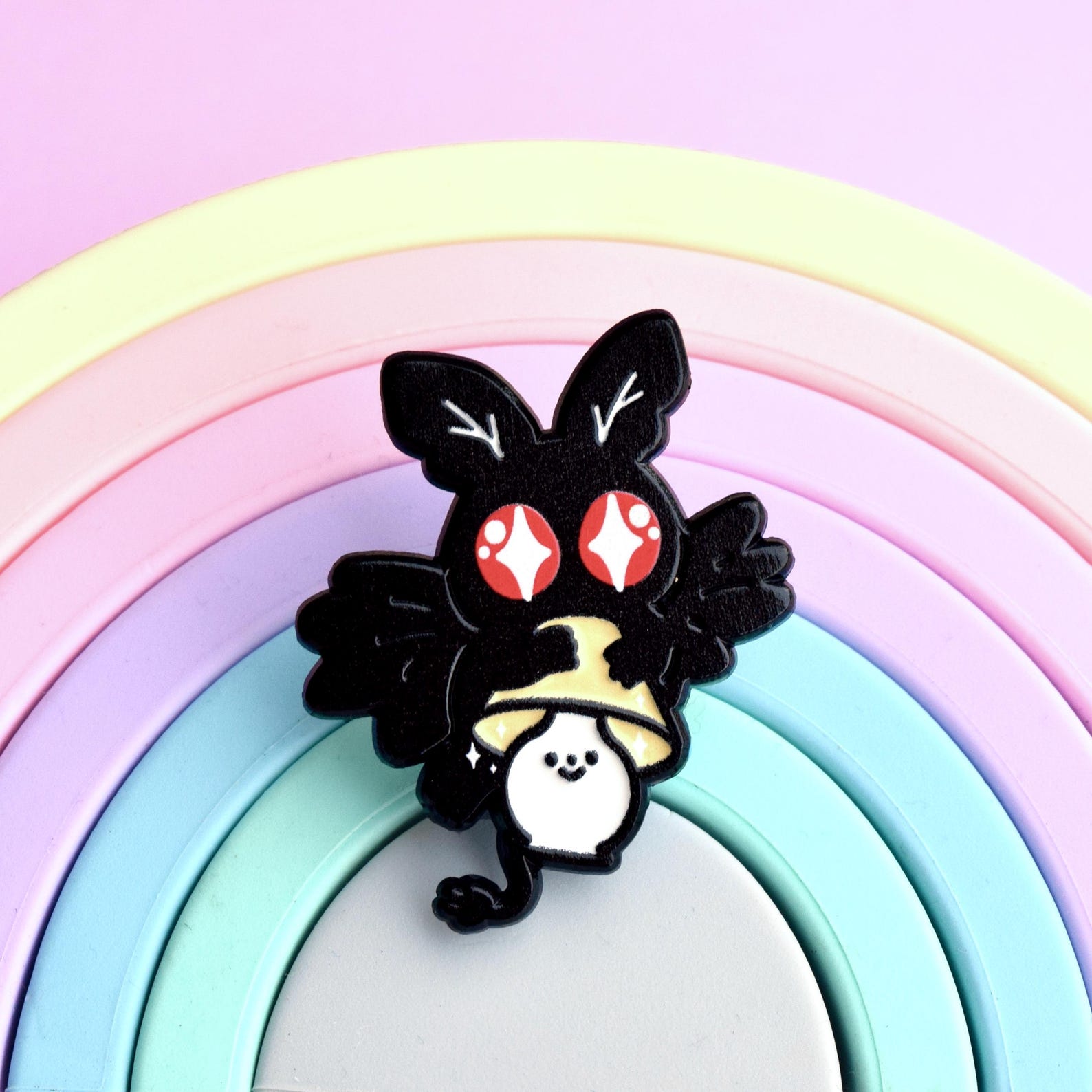 Mothman & Lamp Funny Enamel Pin Kawaii Cryptid - Etsy
