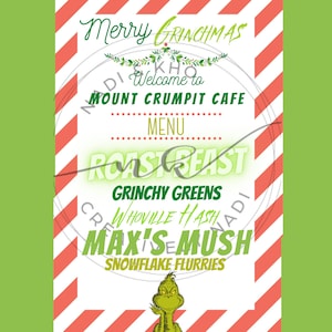 Grinch Dinner Menu - Etsy
