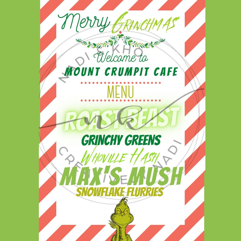 Merry Grinchmas Dinner Menu - Etsy