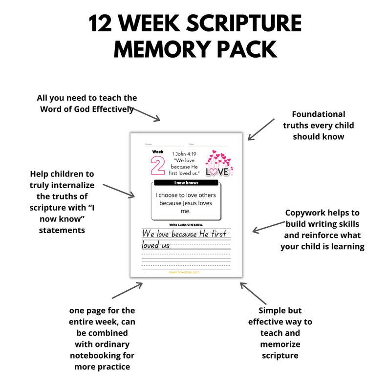 12-week Scripture Memory Pack for Kids - Etsy