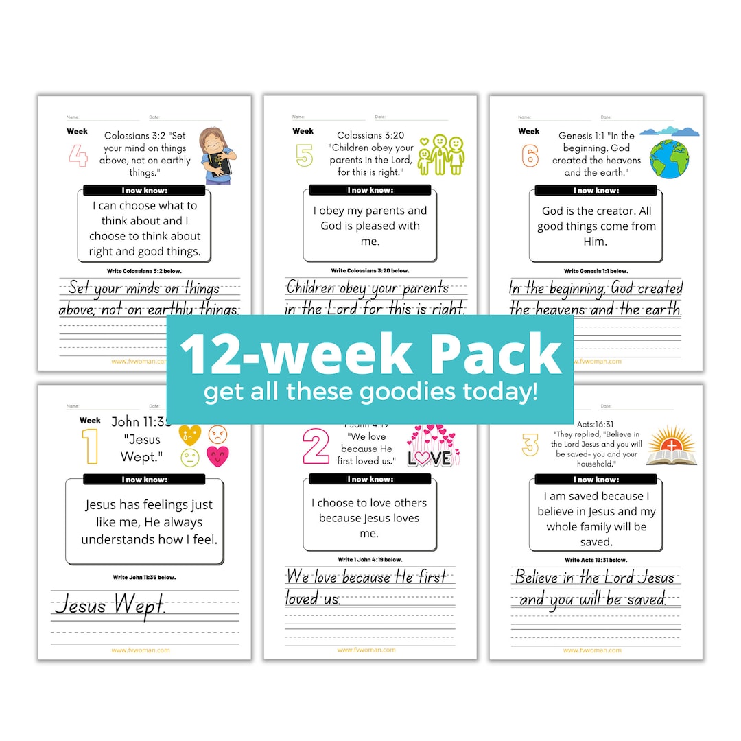 12-week Scripture Memory Pack for Kids - Etsy