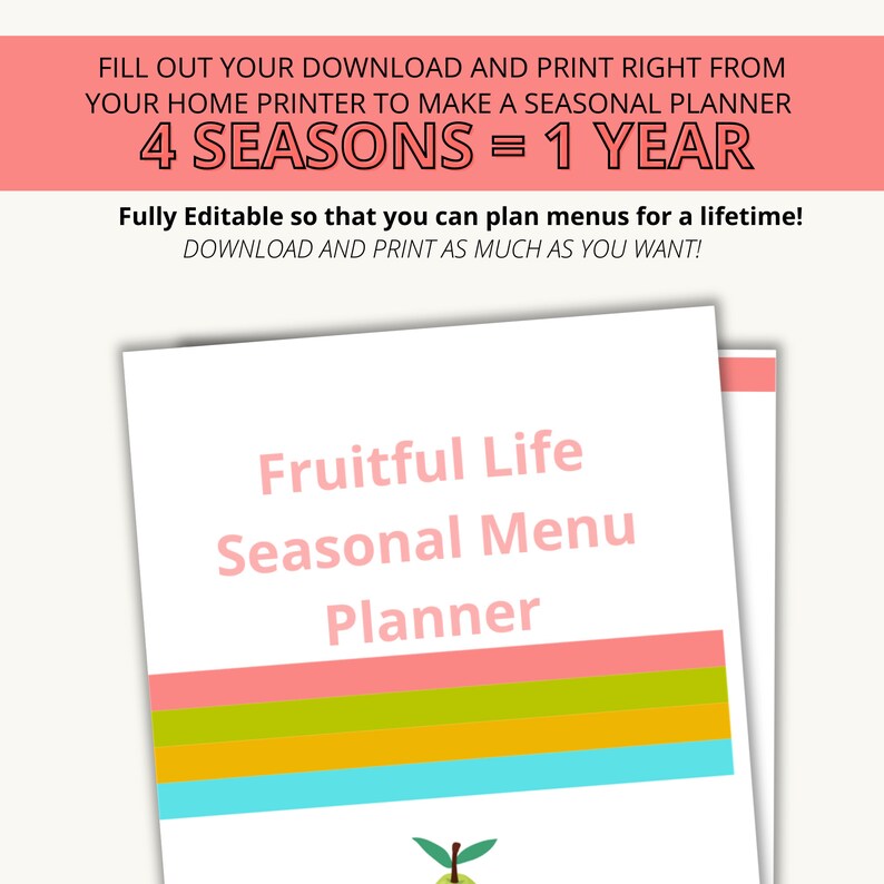 Editable Seasonal Menu Planner: 6-week Meal Planning (PDF) - Etsy