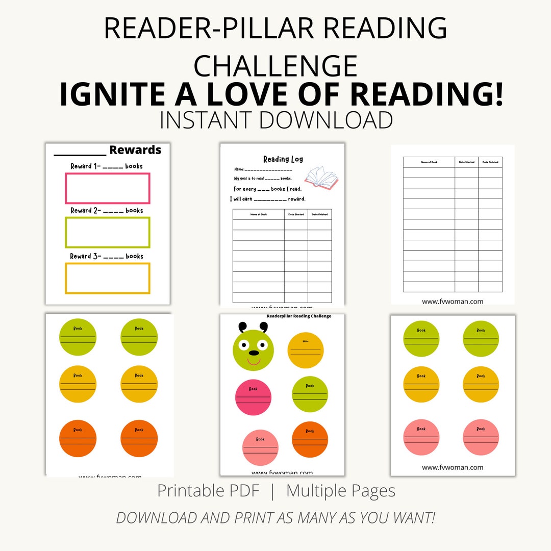 Elementary Reading Log & Readerpillar Challenge - Etsy