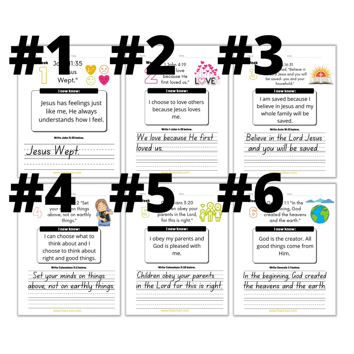 12-week Scripture Memory Pack for Kids - Etsy