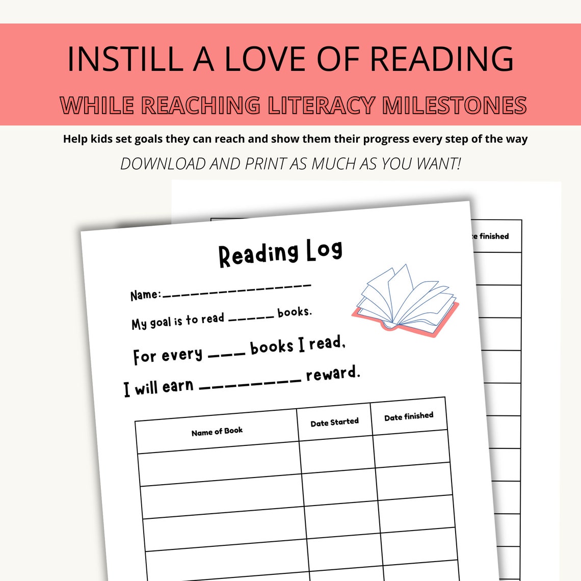 Elementary Reading Log & Readerpillar Challenge - Etsy