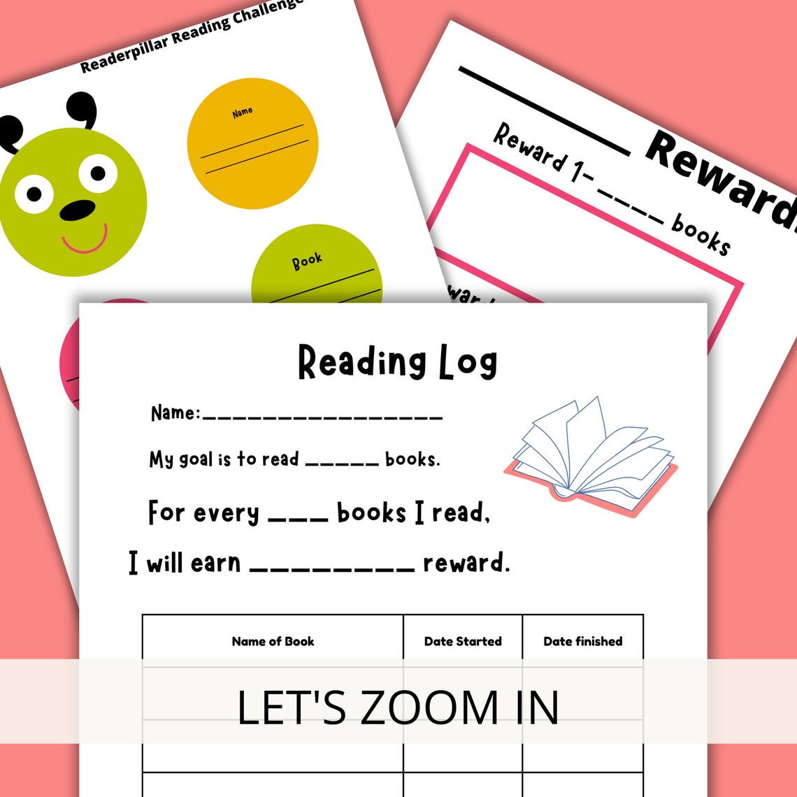 Elementary Reading Log & Readerpillar Challenge - Etsy