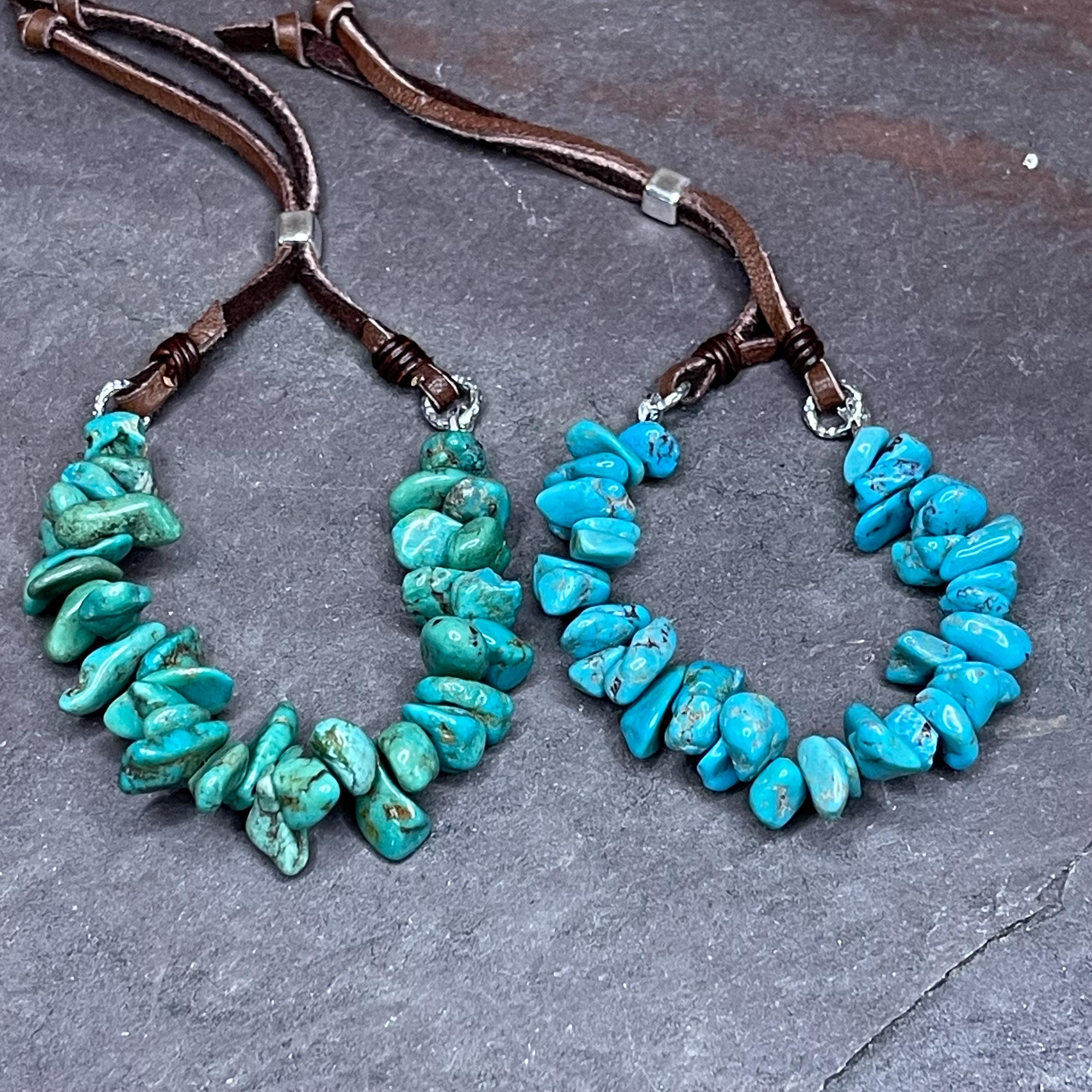Nugget Fun - Genuine Turquoise Chunky Nuggets Adjustable Leather ...