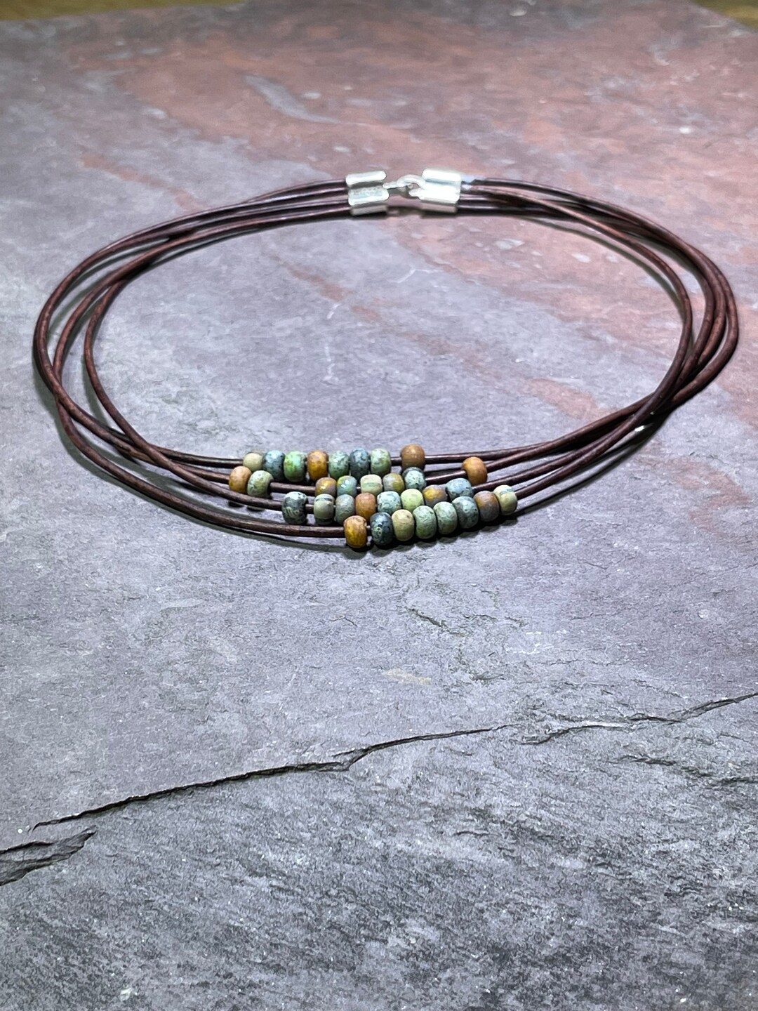 Abacus Modern Multi-strand Leather and Glass Bead Necklace - Etsy