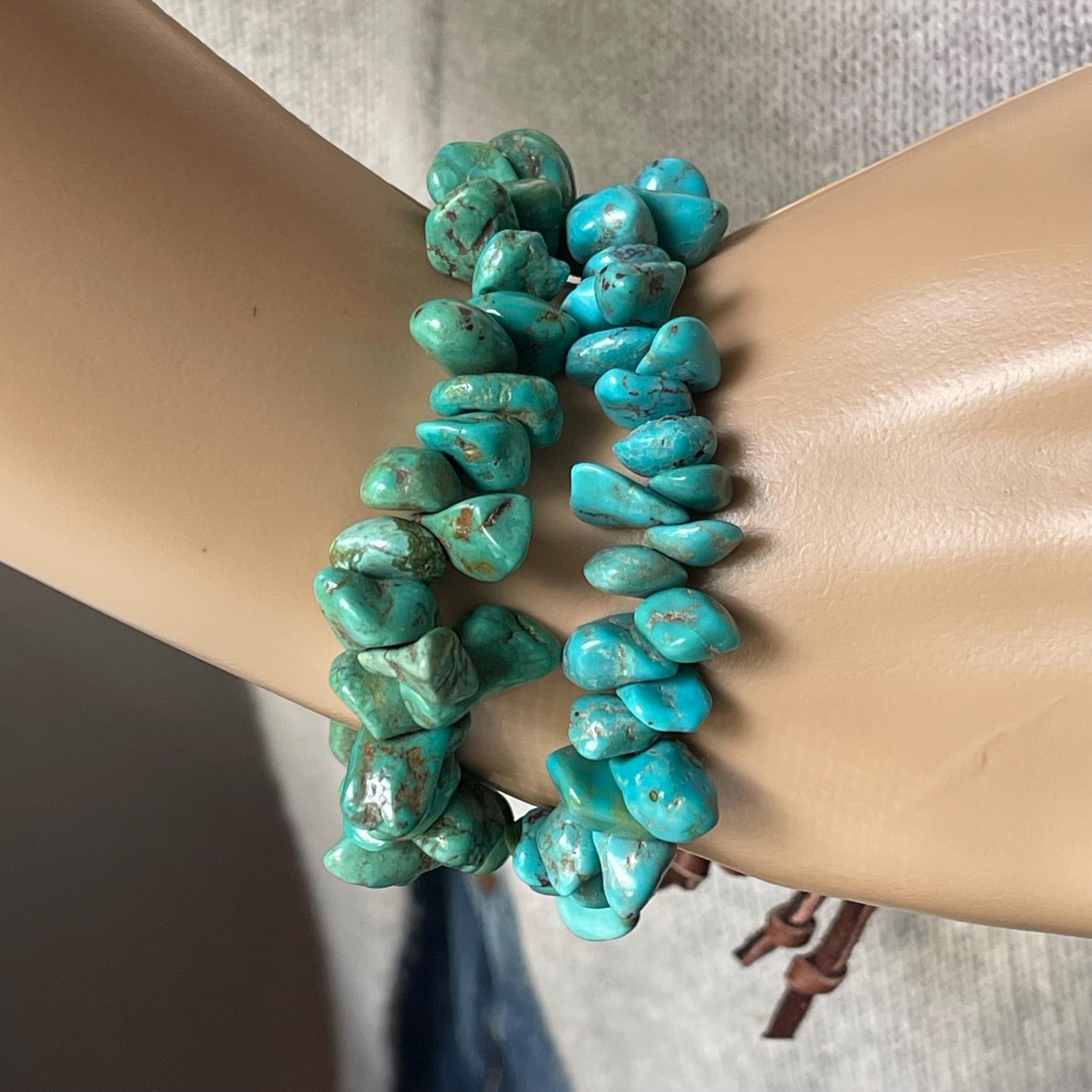 Nugget Fun - Genuine Turquoise Chunky Nuggets Adjustable Leather ...