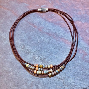 Abacus Modern Multi-strand Leather and Glass Bead Necklace - Etsy