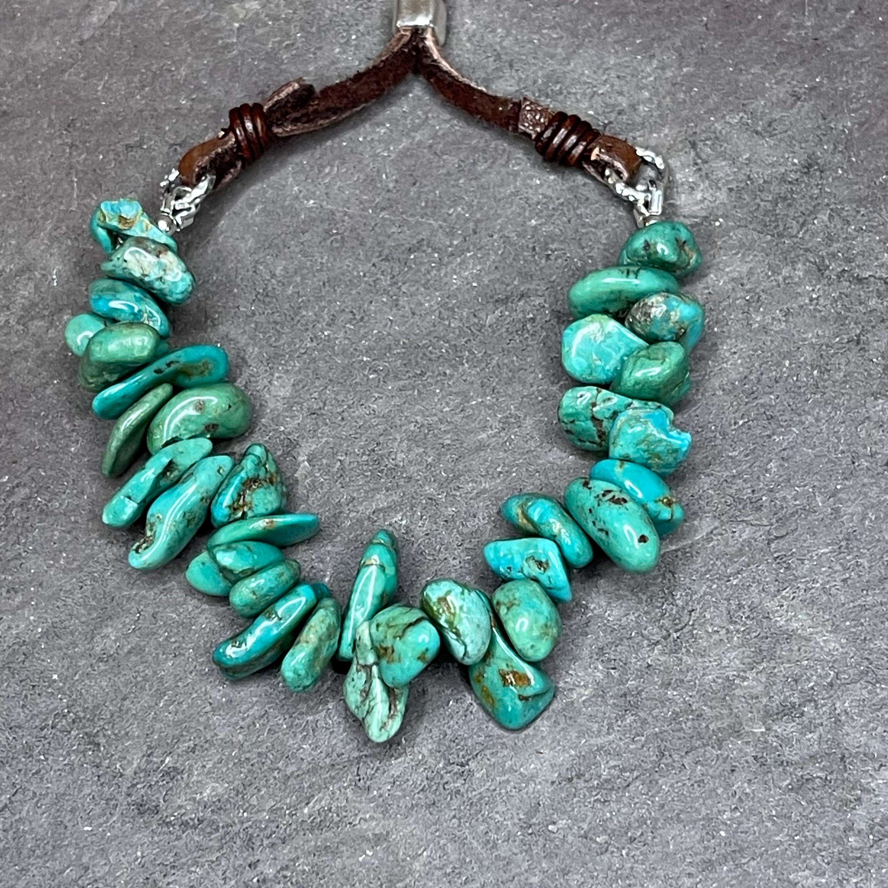 Nugget Fun - Genuine Turquoise Chunky Nuggets Adjustable Leather ...