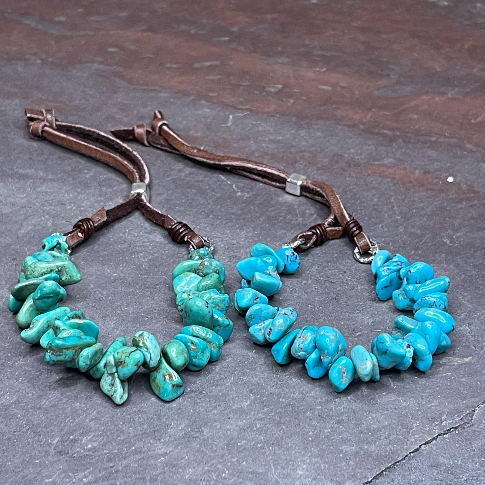 Nugget Fun - Genuine Turquoise Chunky Nuggets Adjustable Leather ...