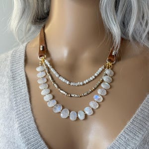 Nimbus - AAA Moonstone, Hill Tribe Silver, and 14k Gold Triple Strand ...