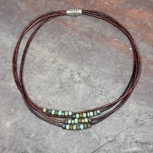 Abacus Modern - Multi-strand Leather and Glass Bead Necklace - NEW ...