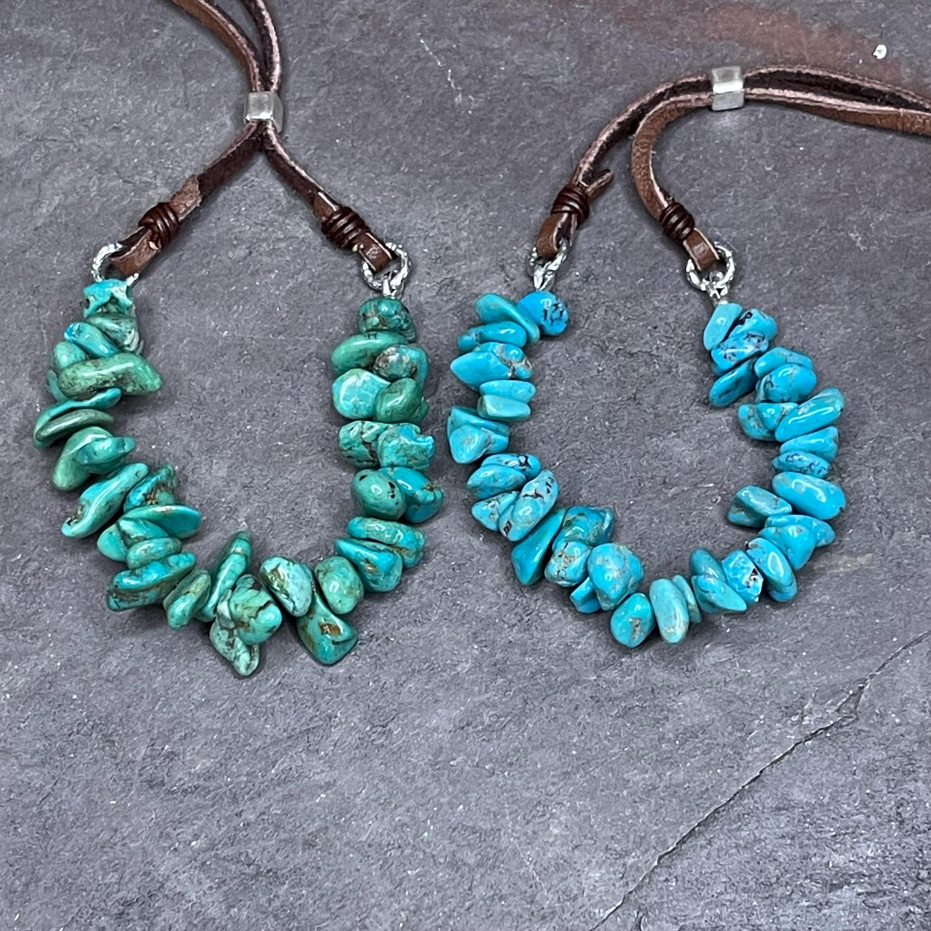 Nugget Fun - Genuine Turquoise Chunky Nuggets Adjustable Leather ...