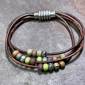Abacus Modern the Bracelet - Multi Strand Leather and Glass Bead ...