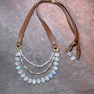 Nimbus AAA Moonstone, Hill Tribe Silver, and 14k Gold Triple Strand ...