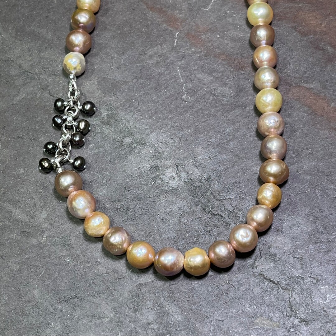Pinky Promise - AAAA Pink/peach Baroque Pearls Necklace With Pearl ...