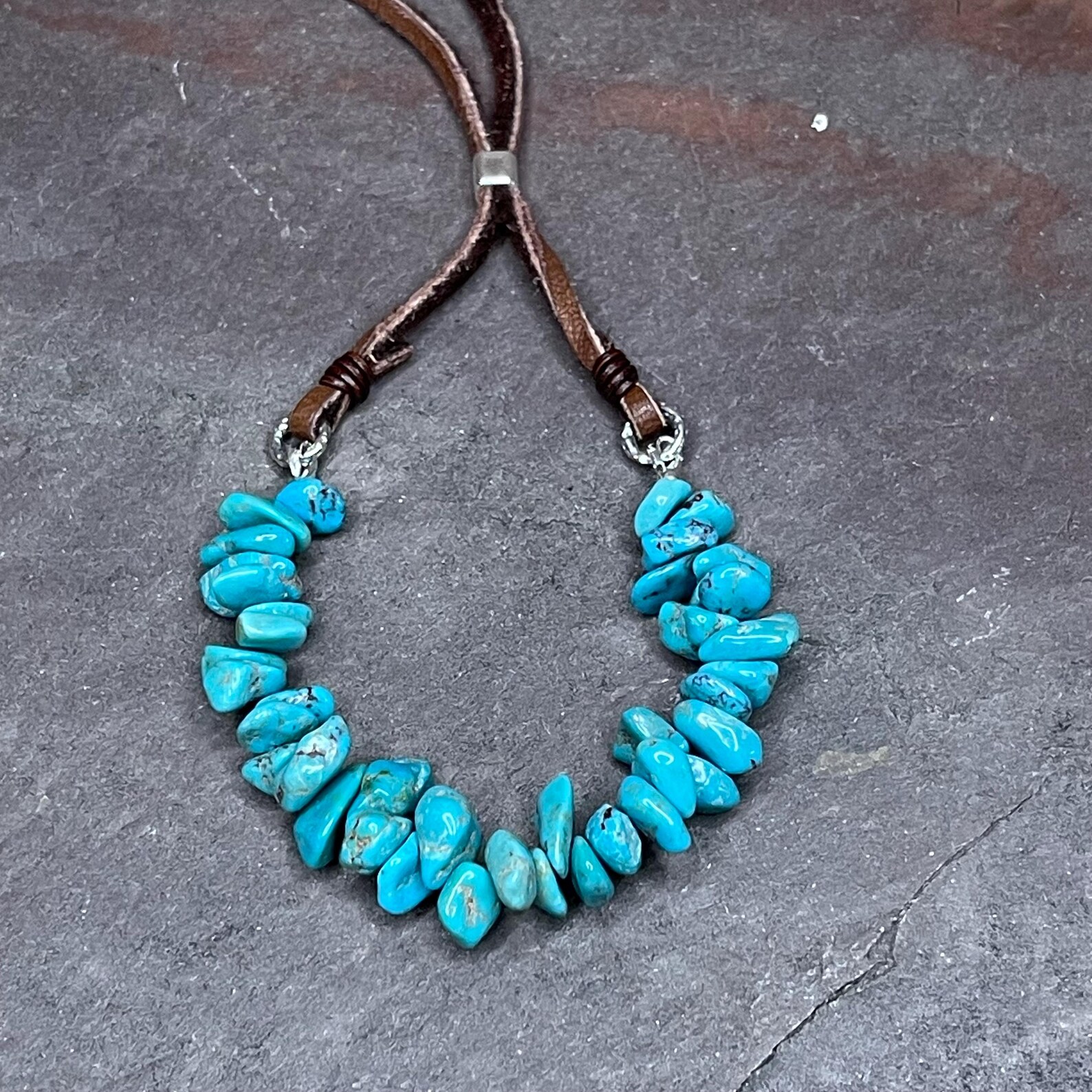 Nugget Fun - Genuine Turquoise Chunky Nuggets Adjustable Leather ...