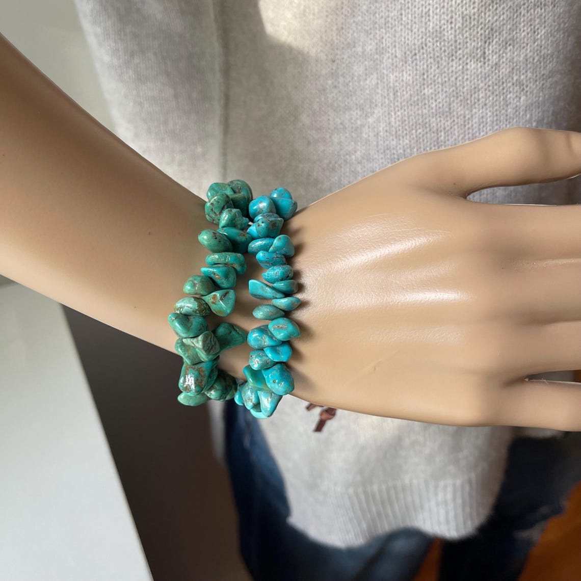 Nugget Fun - Genuine Turquoise Chunky Nuggets Adjustable Leather ...