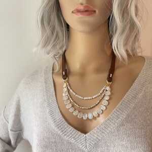 Nimbus AAA Moonstone, Hill Tribe Silver, and 14k Gold Triple Strand ...