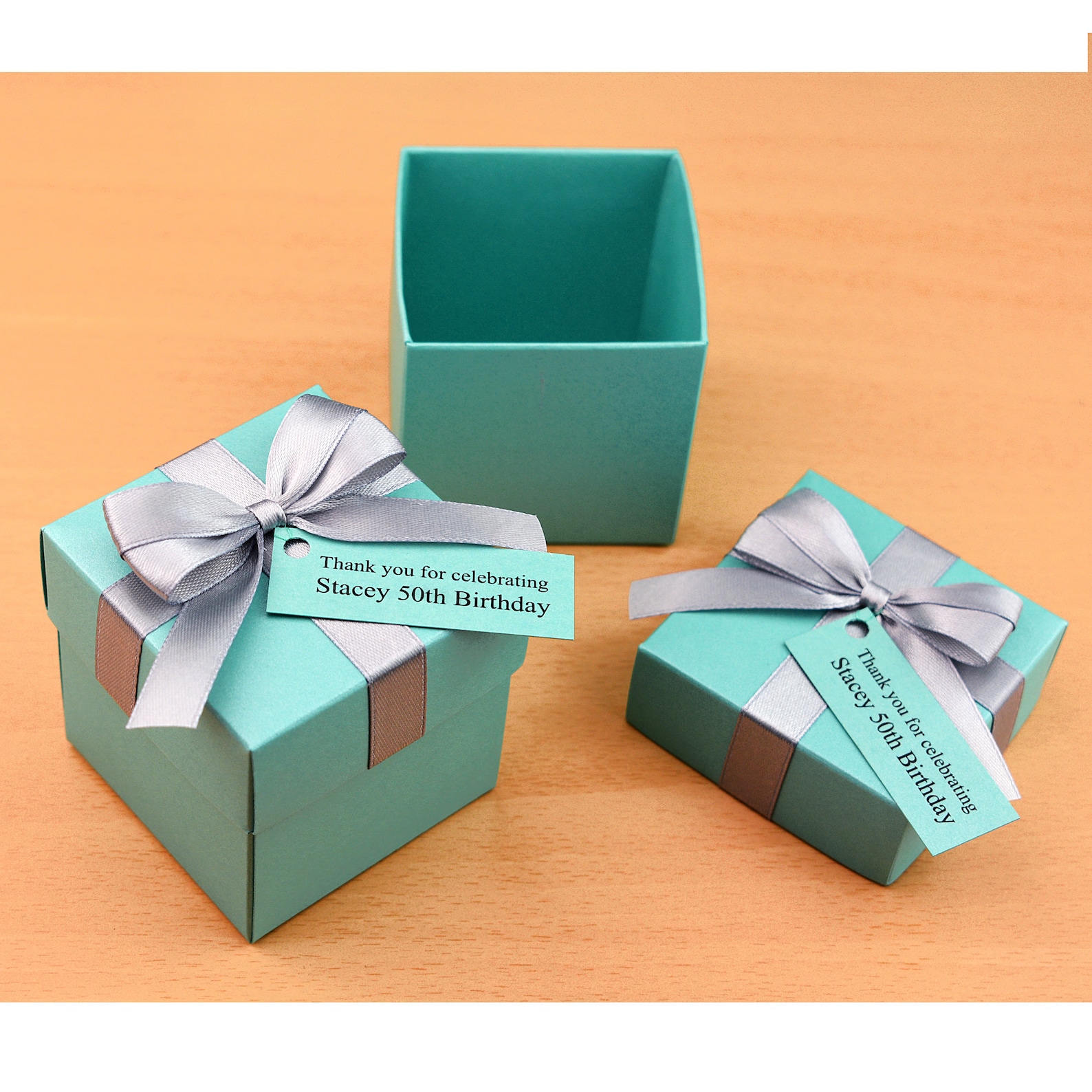 Personalized 50th Birthday Party Favor Box With Satin Bow and - Etsy UK